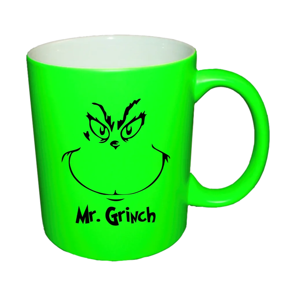 Neon bögre Mr Grinch mintával - Mr. Grinch bögre